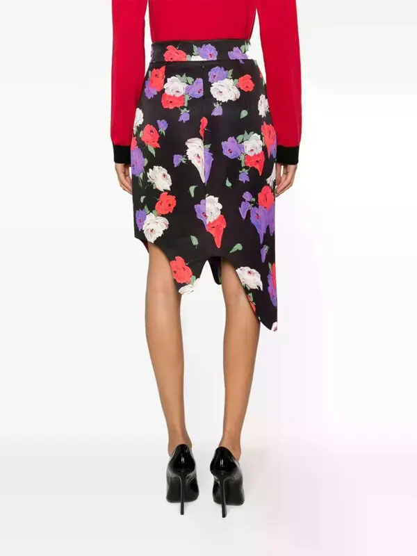 Moschino Floral-print Asymmetric Midi Skirt
