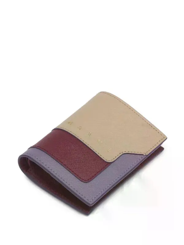 Marni Taupe, Ruby And Purple Saffiano-leather Bifold Wallet - Red
