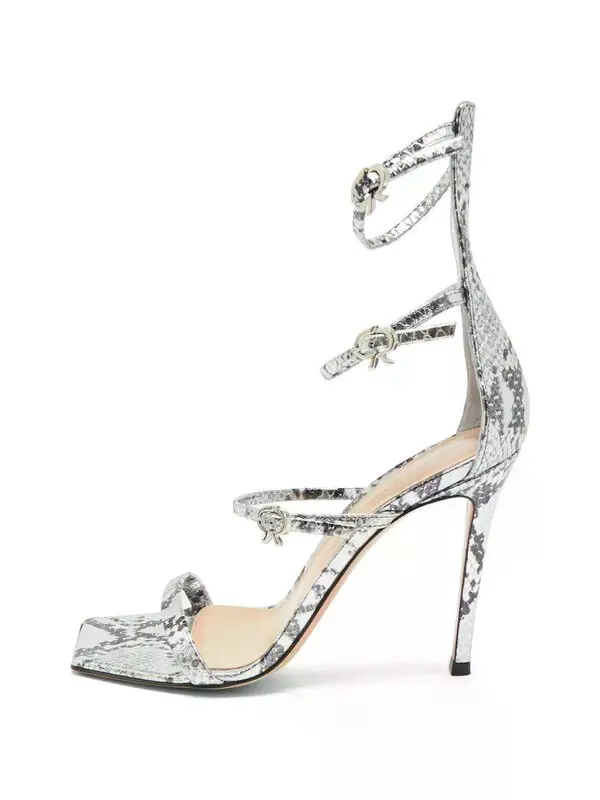 GIANVITO ROSSI Tone Snakeskin-effect Stiletto Sandals - Silver