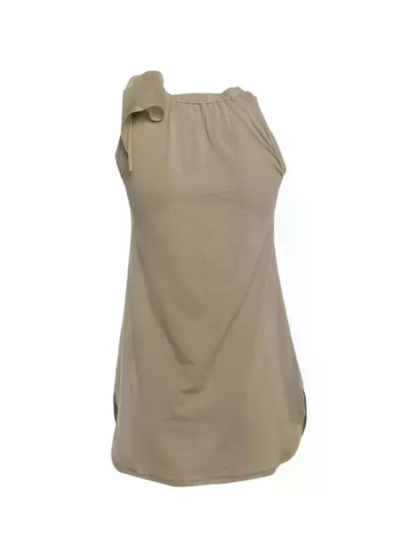 Brunello Cucinelli Sleeveless Gathered Blouse With Chiffon Trim
