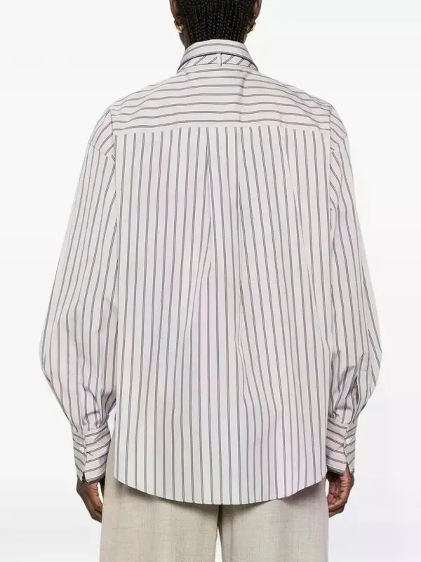Brunello Cucinelli Striped Neck-tie Shirt