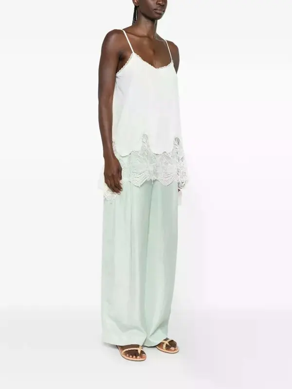 Fabiana Filippi V-neck Lace Trim Asymmetric Top