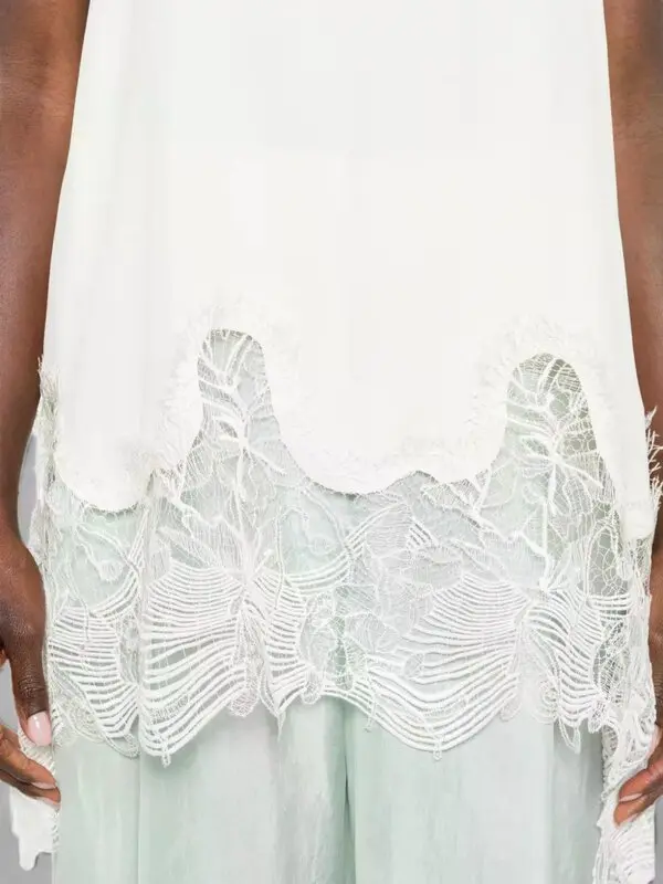 Fabiana Filippi V-neck Lace Trim Asymmetric Top