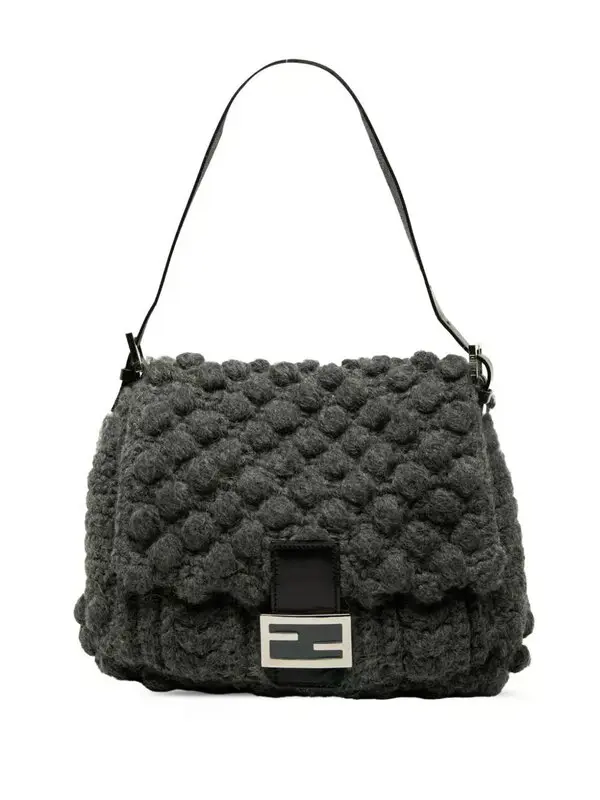 Fendi 2000-2010 Crochet Wool Mamma Forever Shoulder Bag