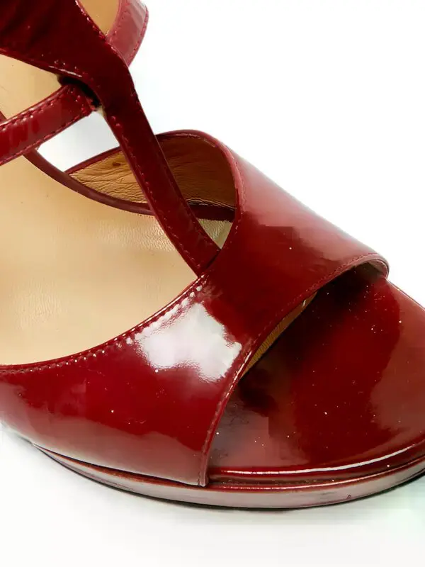 Versace Leather Patent Platform High Heel Ankle Strap Sandals
