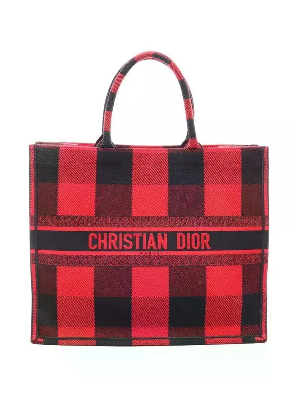 Dior Canvas Plaid Oblique Tote Bag