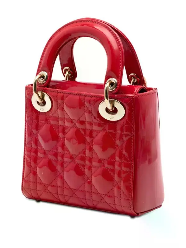 Dior Patent Cannage Lady Satchel - Red
