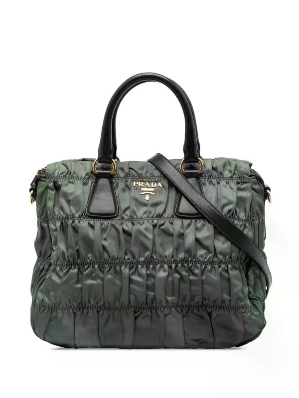 Prada Tessuto Gaufre Satchel - Green