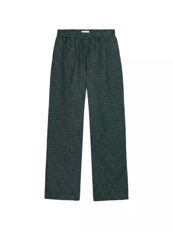 LES DEUX Seersucker Elasticated-waist Trousers - Green