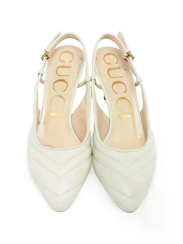 Gucci Quilted Slingback Pumps - White