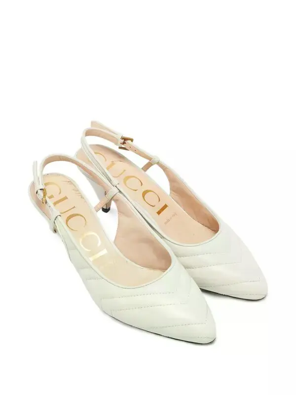 Gucci Quilted Slingback Pumps - White