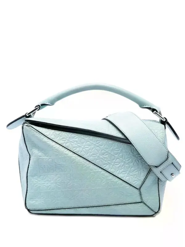 Loewe Small Anagram Embossed Calfskin Puzzle Satchel - Blue