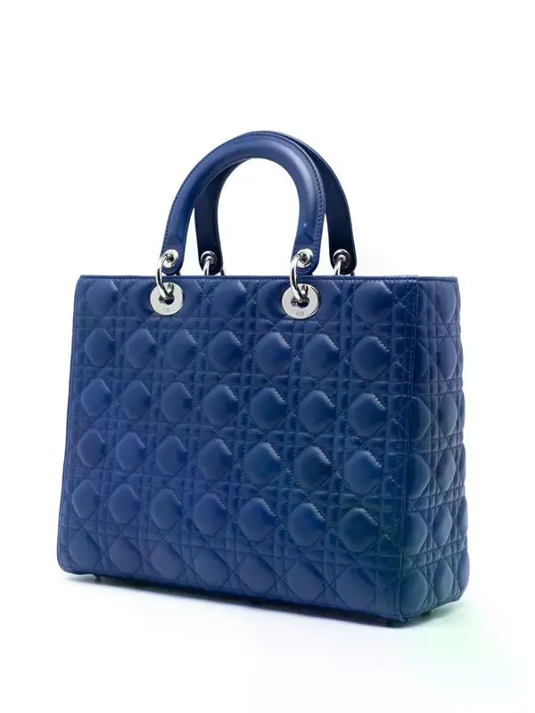 Dior Large Lambskin Cannage Lady Satchel - Blue