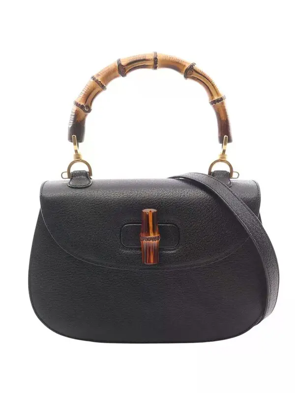 Gucci Calfskin Bamboo Satchel - Black