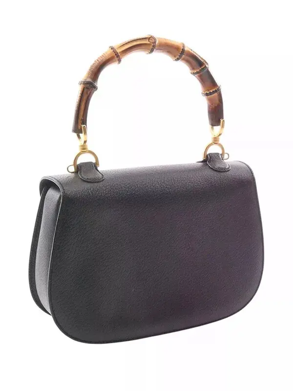 Gucci Calfskin Bamboo Satchel - Black