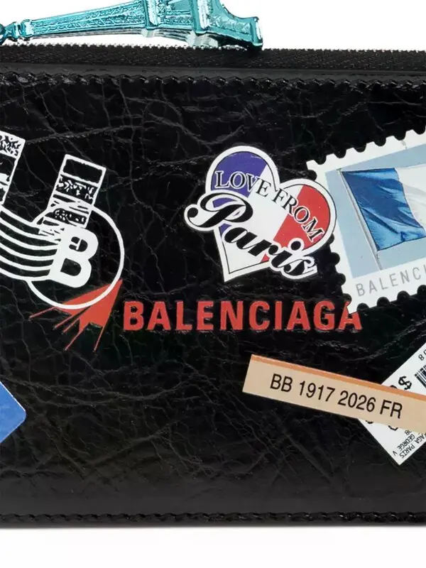 Balenciaga Cash Sticker-print Eiffel Tower-charm Cardholder