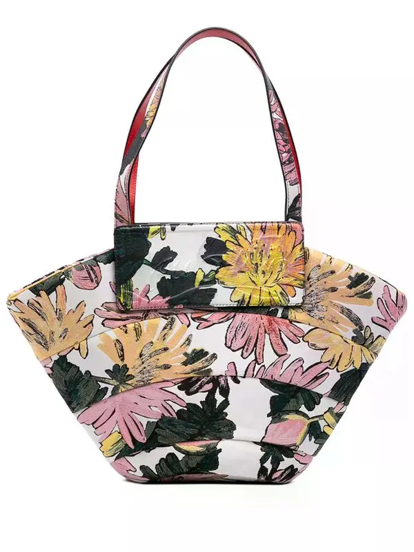 CHRISTIAN LOUBOUTIN Canvas Floral Embroidered Loubishore Tote Bag - Multicolour