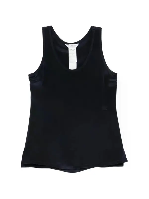 Max Mara Silk Scoop Neck Sleeveless Top - Blue