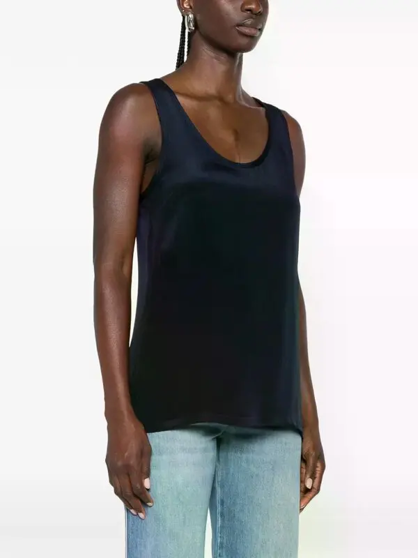 Max Mara Silk Scoop Neck Sleeveless Top - Blue