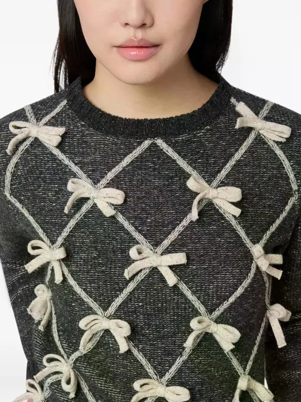 Moschino Diamond-knit Sweater With Bow Embellishments