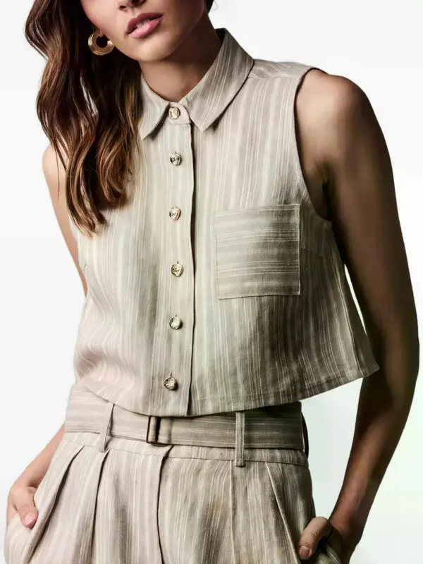 HEVRON Katja Striped Sleeveless Shirt
