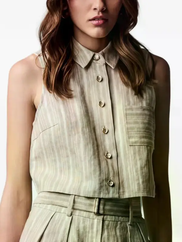 HEVRON Katja Striped Sleeveless Shirt