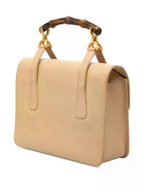 Gucci Calfskin Turnlock Bamboo Top Handle Bag - Neutrals