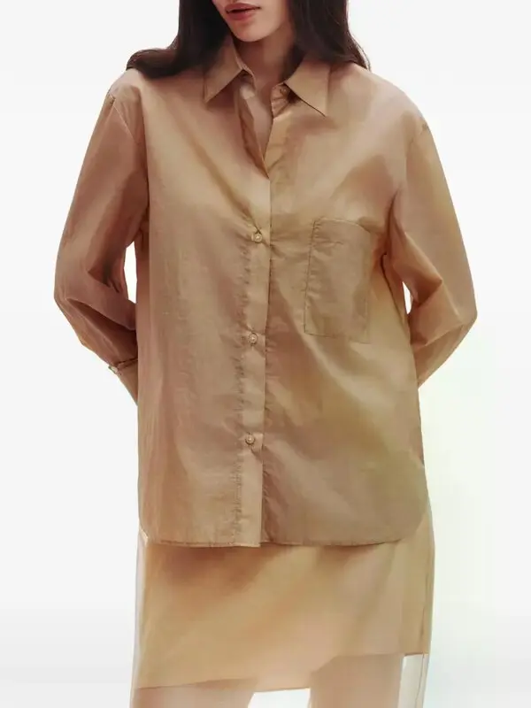 TWP Sheer Button-up Shirt With Classic Collar - Neutrals