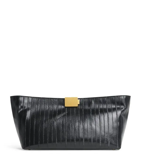Camilla And Marc Embossed Leather Poppy Clutch - Black