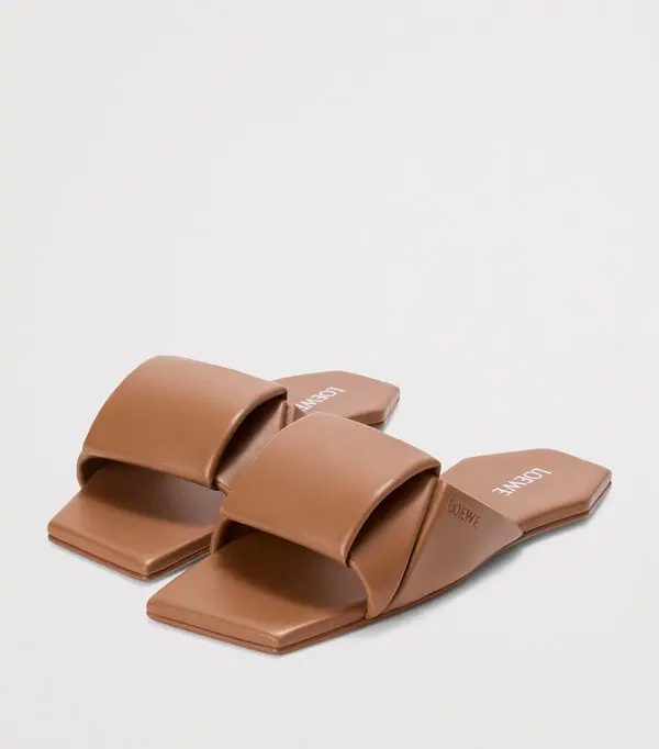 Loewe Origami Leather Slides - Brown