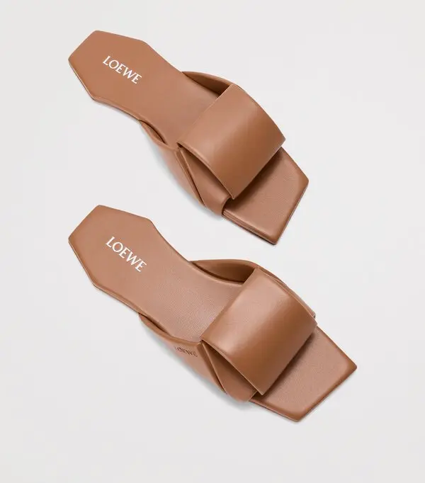 Loewe Origami Leather Slides - Brown