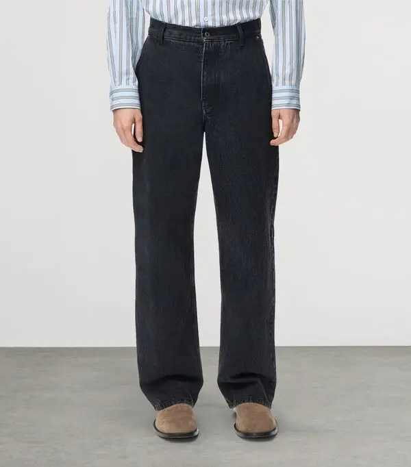 Loewe Straight Leg Jeans With Suede Trim