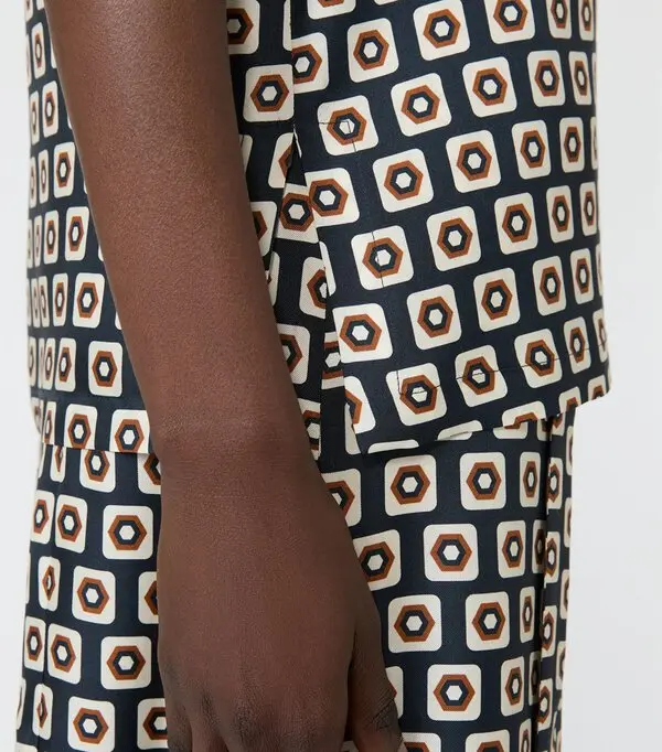 Max Mara Silk Geometric Print Sleeveless Blouse