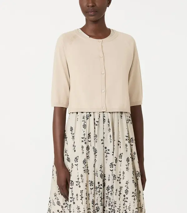 Max Mara Cotton-silk-cashmere Cropped Cardigan - Neutral