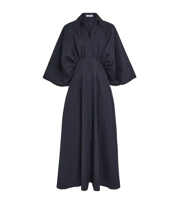 Palmer//harding Cotton Stripe Maxi Shirt Dress - Navy