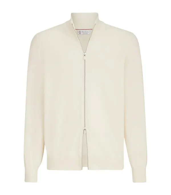 Brunello Cucinelli Cashmere Zip-up Cardigan - White