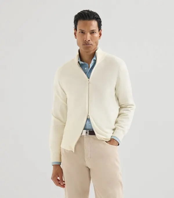 Brunello Cucinelli Cashmere Zip-up Cardigan - White