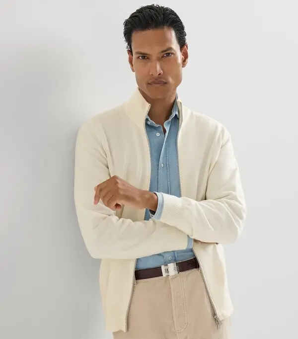Brunello Cucinelli Cashmere Zip-up Cardigan - White