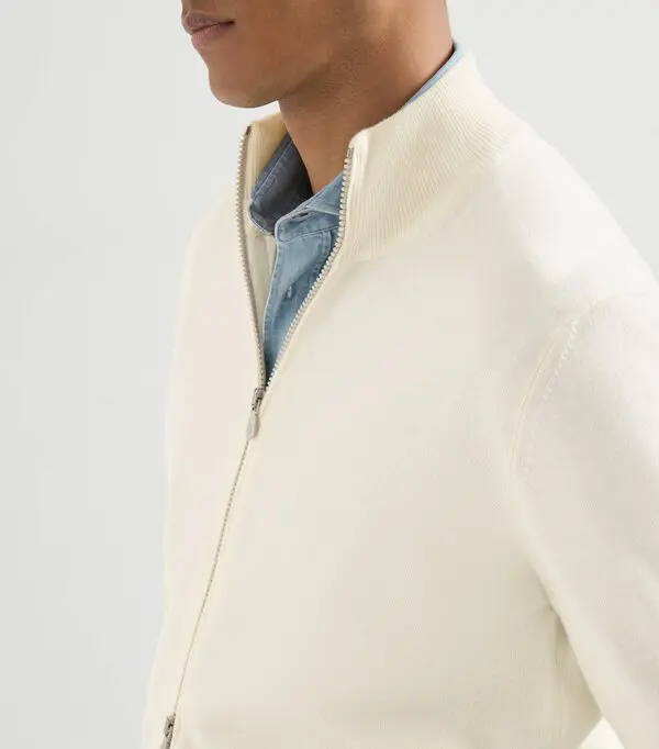 Brunello Cucinelli Cashmere Zip-up Cardigan - White