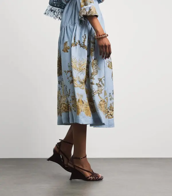 La DoubleJ Gala Tiered Midi Skirt - Blue