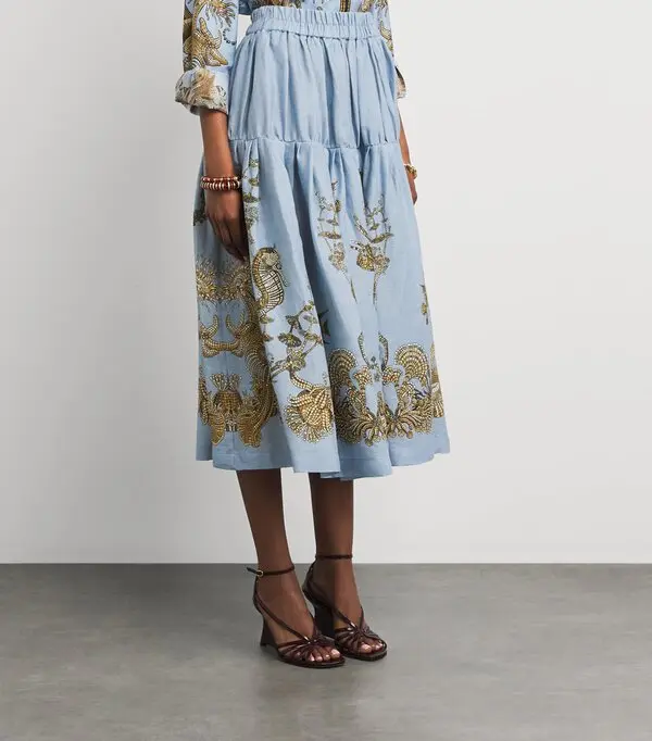 La DoubleJ Gala Tiered Midi Skirt - Blue