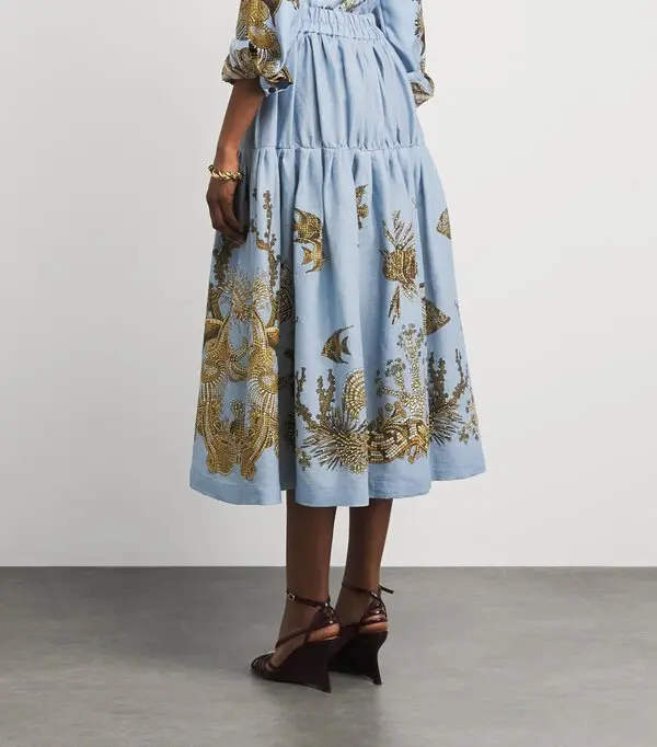 La DoubleJ Gala Tiered Midi Skirt - Blue