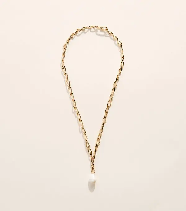 ASTRID & MIYU Plated Sterling Silver Pearl Lariat Necklace