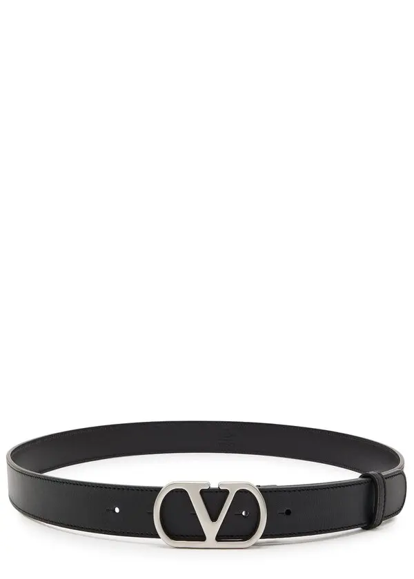 Valentino Garavani Vlogo Leather Belt - Black