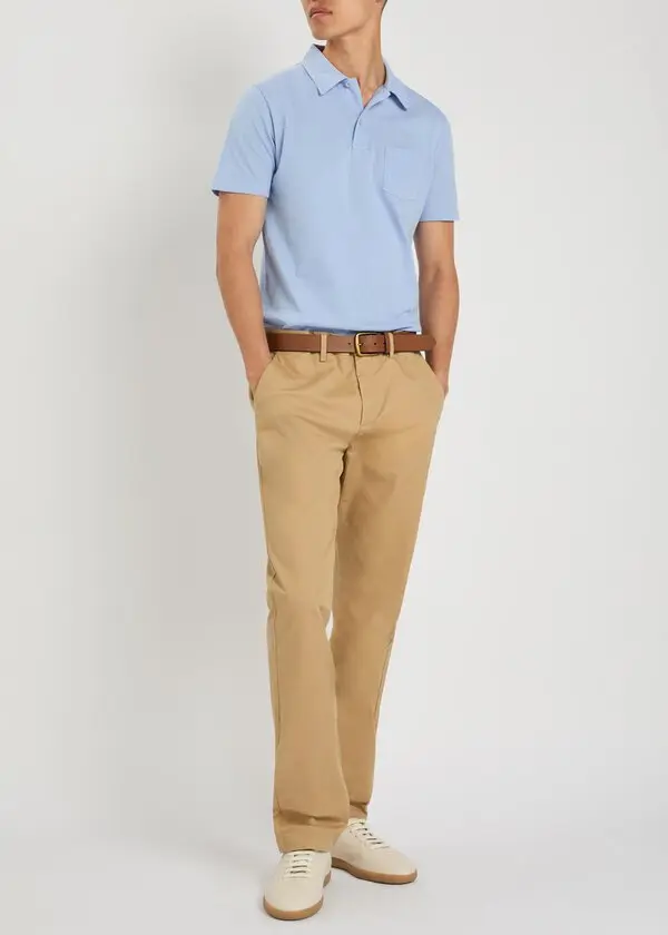 Sunspel Cotton-mesh Polo Shirt - Blue