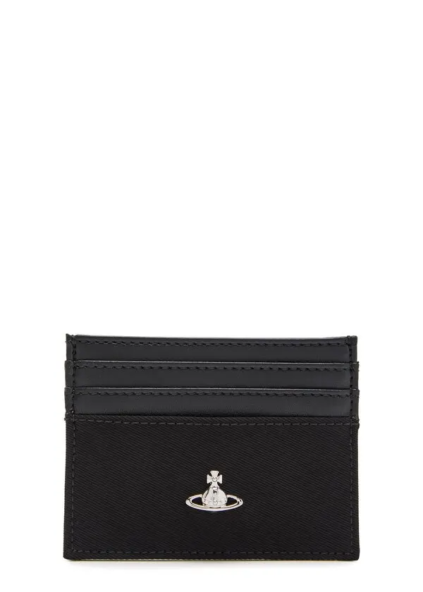 VIVIENNE WESTWOOD Panelled Orb Leather And Twill Card Holder - Black