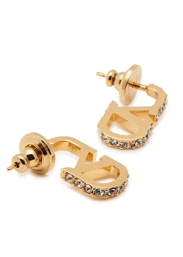 Valentino Garavani Vlogo Crystal-embellished Hoop Earrings