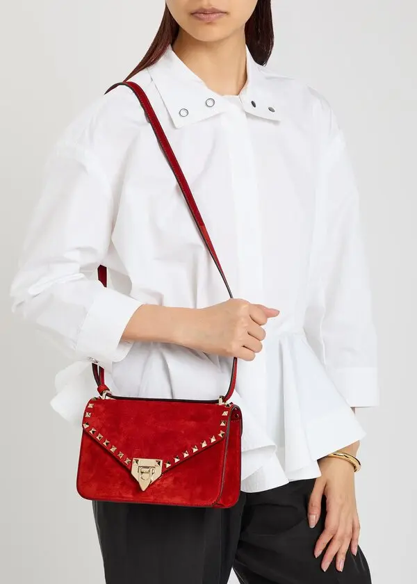 Valentino Garavani Small Rockstud Shoulder Bag - Red
