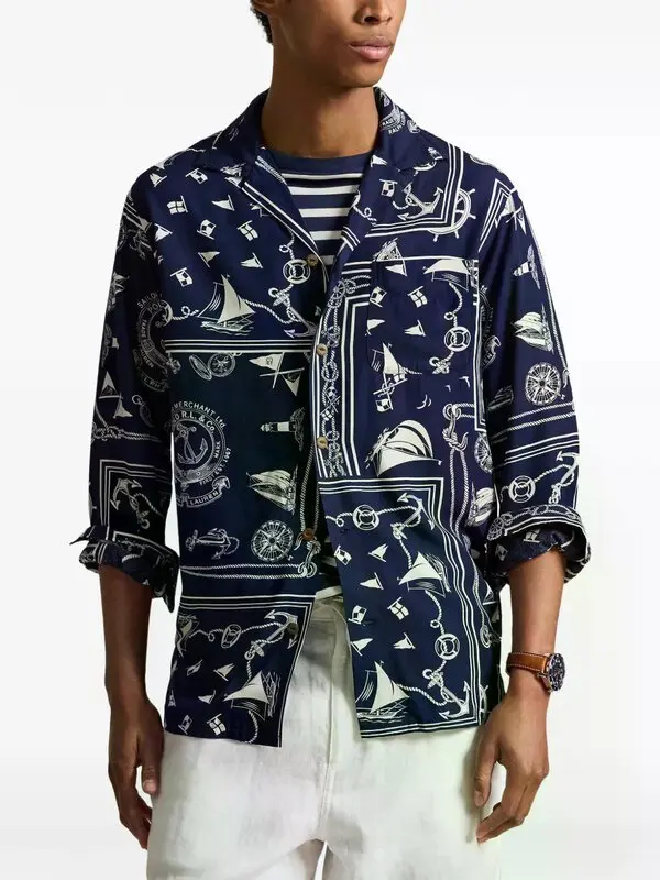 Polo Ralph Lauren Nautical-print Bandana-patchwork Shirt
