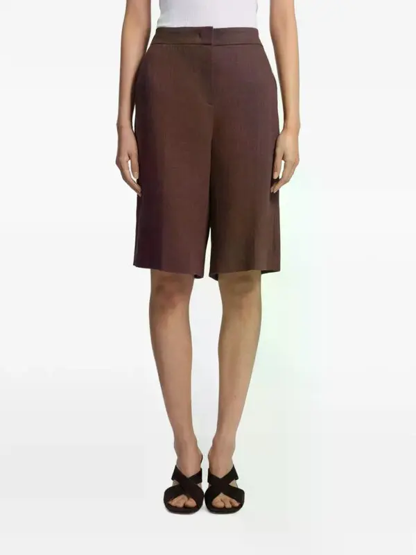 BOSS Dark Textured Finish Pressed-crease Shorts